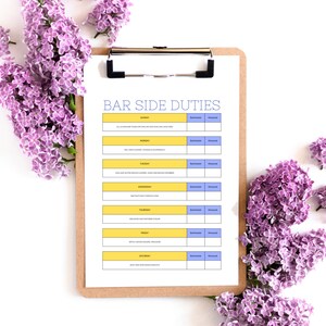 Bar Side Duties Checklist Bartender Checklist Bar Side Work - Etsy
