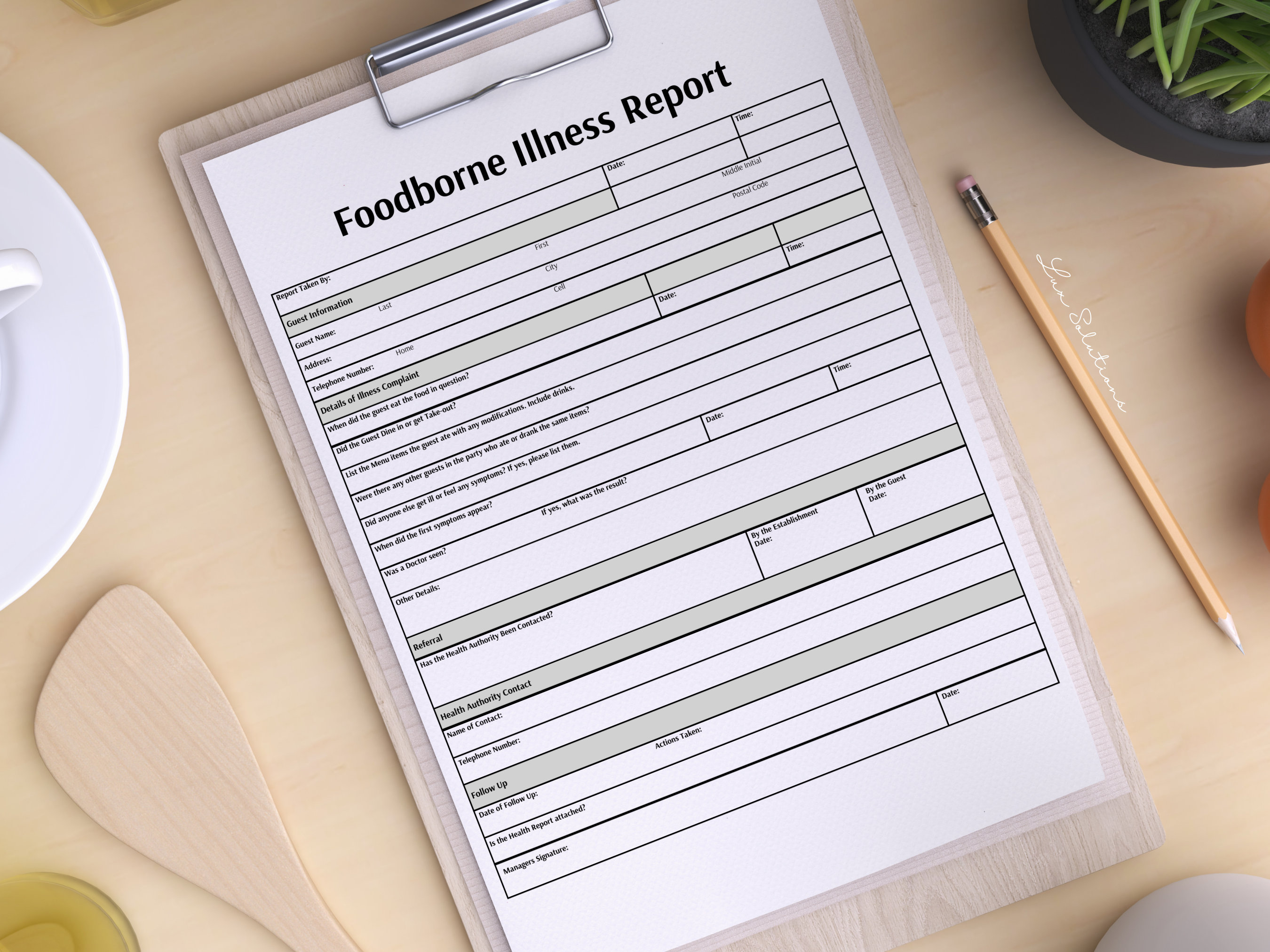 Foodborne Illness Report, Restaurant Form, Printable Report, Restaurant ...