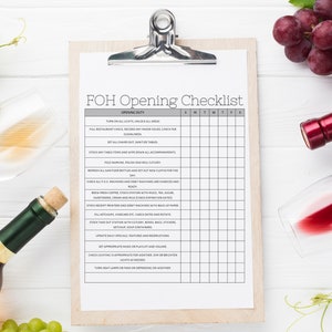 FOH Opening Checklist Server Opening Checklist Editable - Etsy