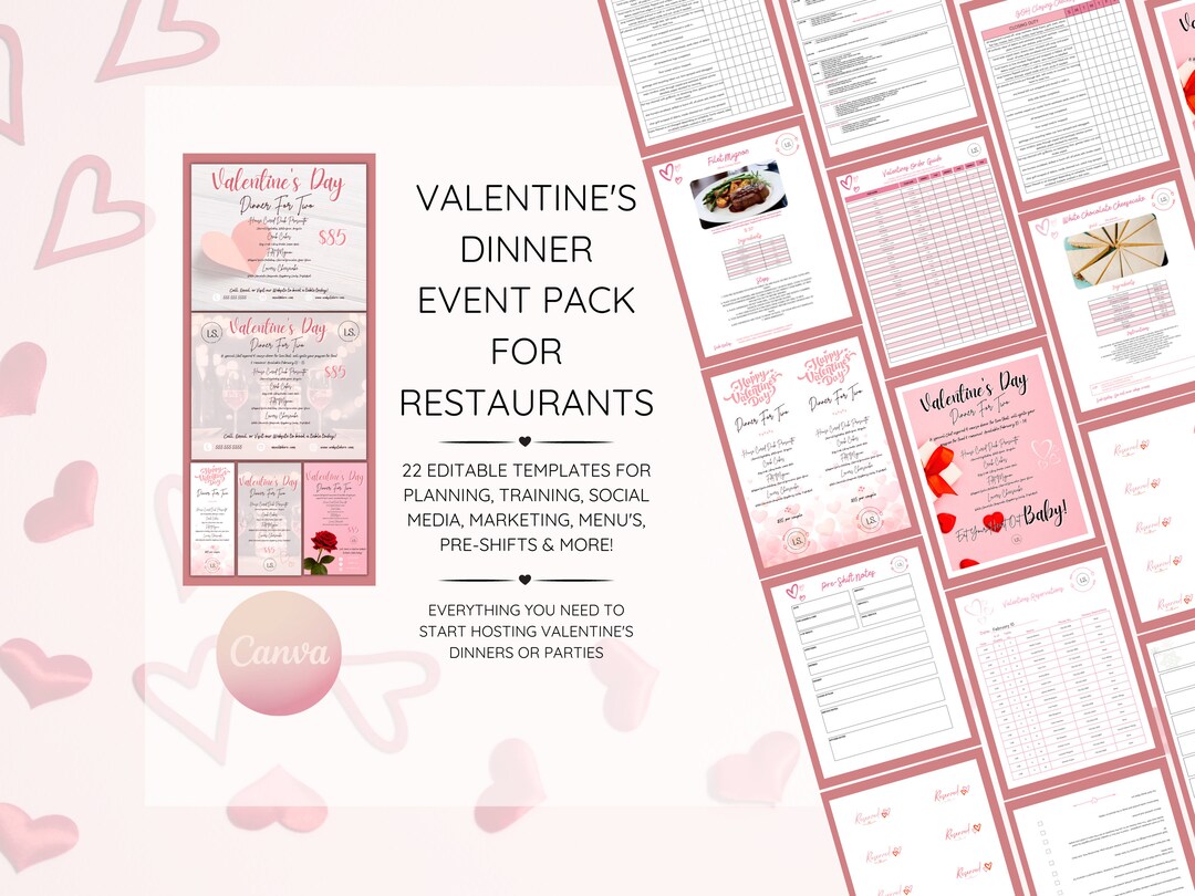 Valentines Day Event Bundle for Restaurants, Templates for Social Media ...