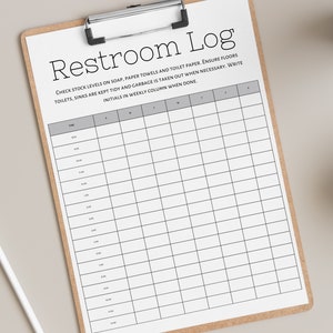 Bathroom Log, Restroom Checklist, Editable Template, Washroom Log ...