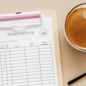 Restaurant Reservation Sheet, Editable Reservation Template ...