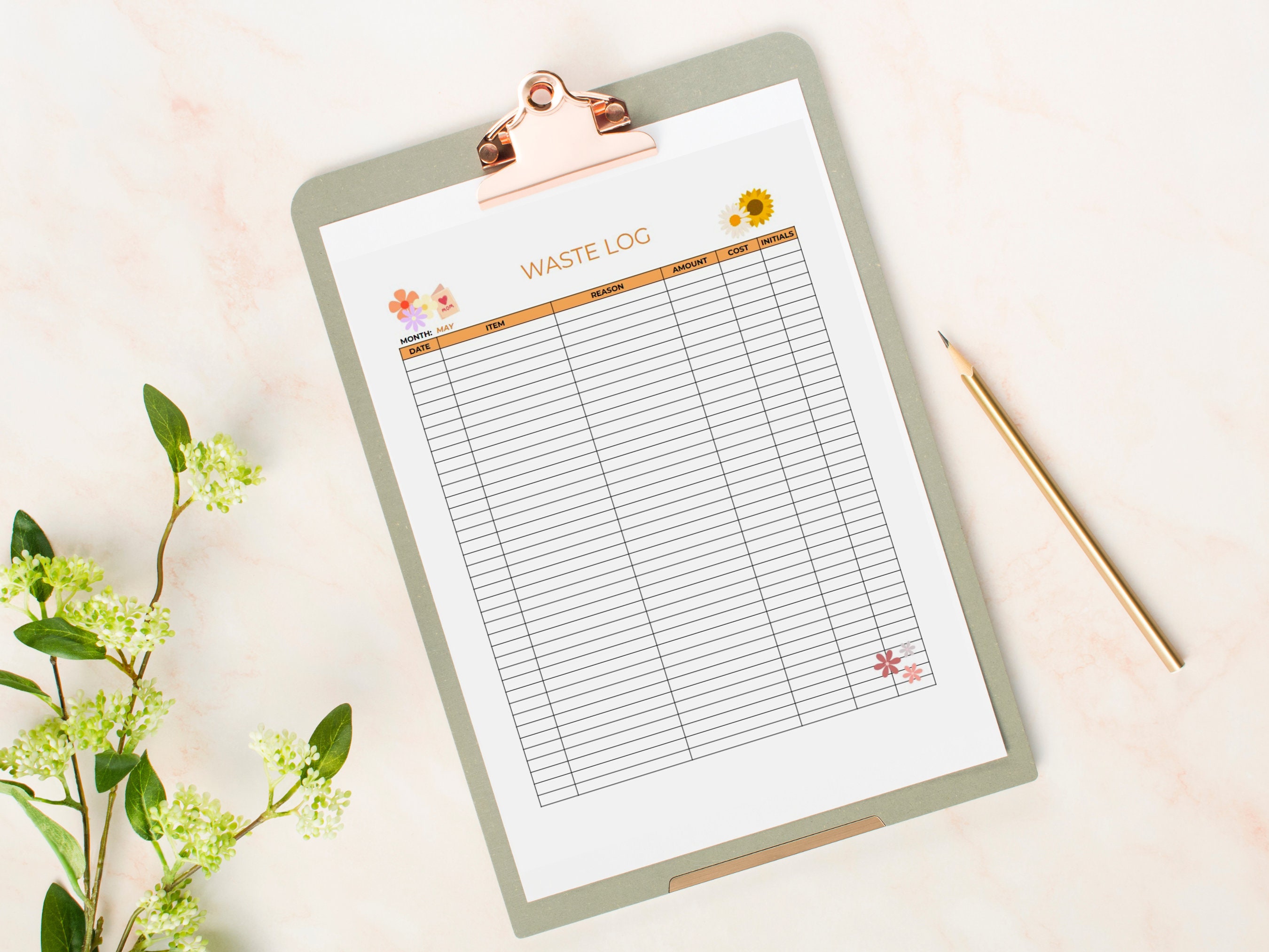 Editable Waste Log for Restaurants & Bars Blank Template 13 - Etsy ...