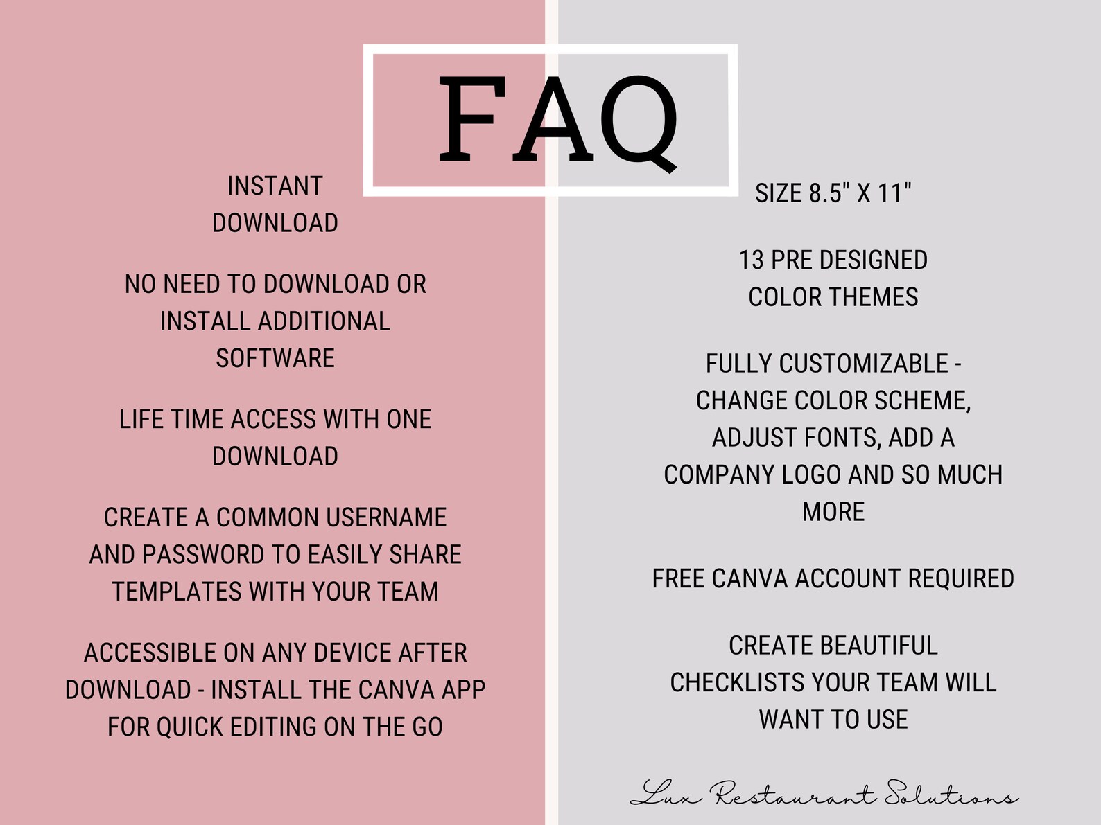 FOH Closing Checklist Template, Server Closing Checklist, Editable ...