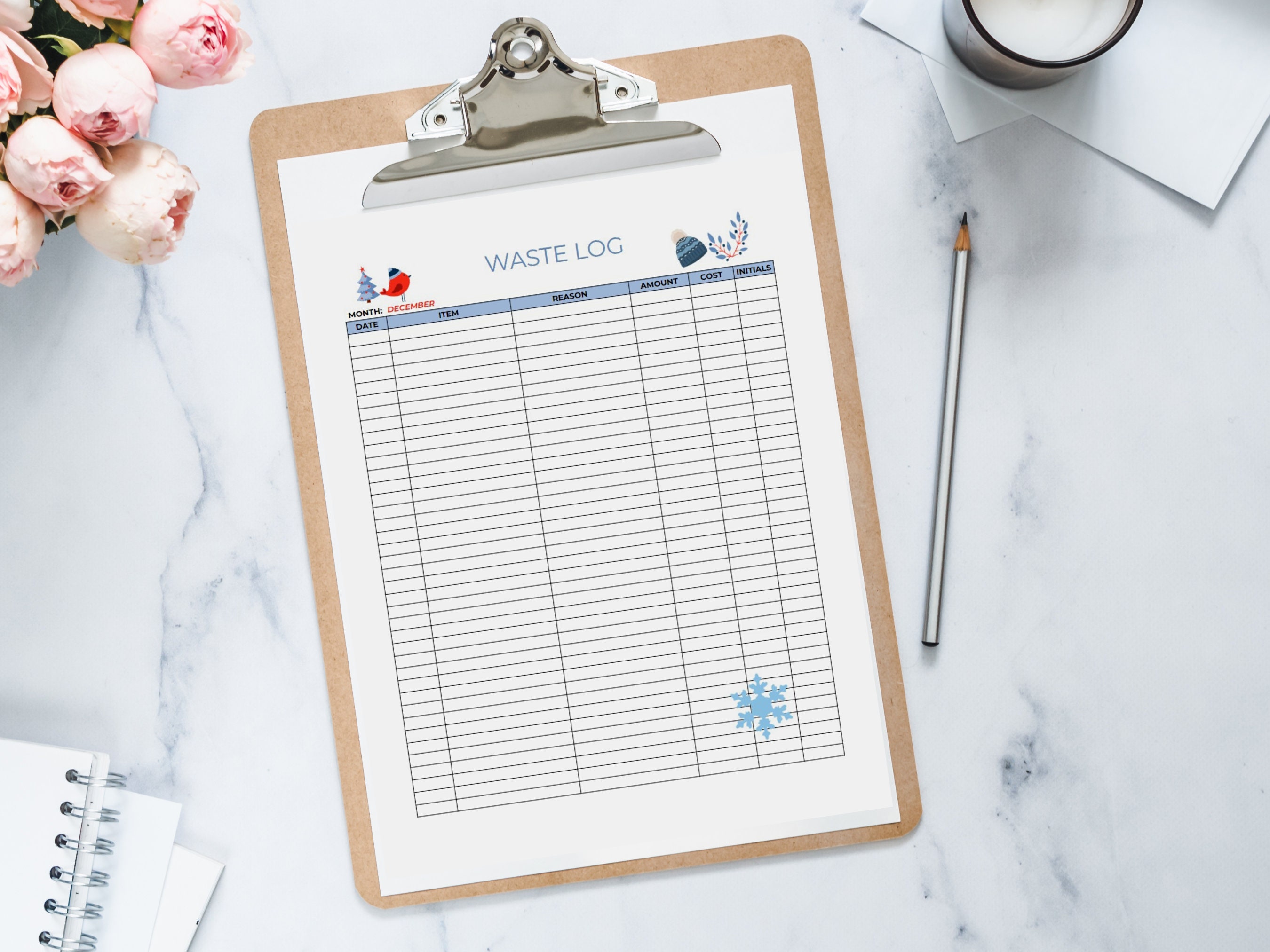 Editable Waste Log for Restaurants & Bars Blank Template 13 - Etsy ...