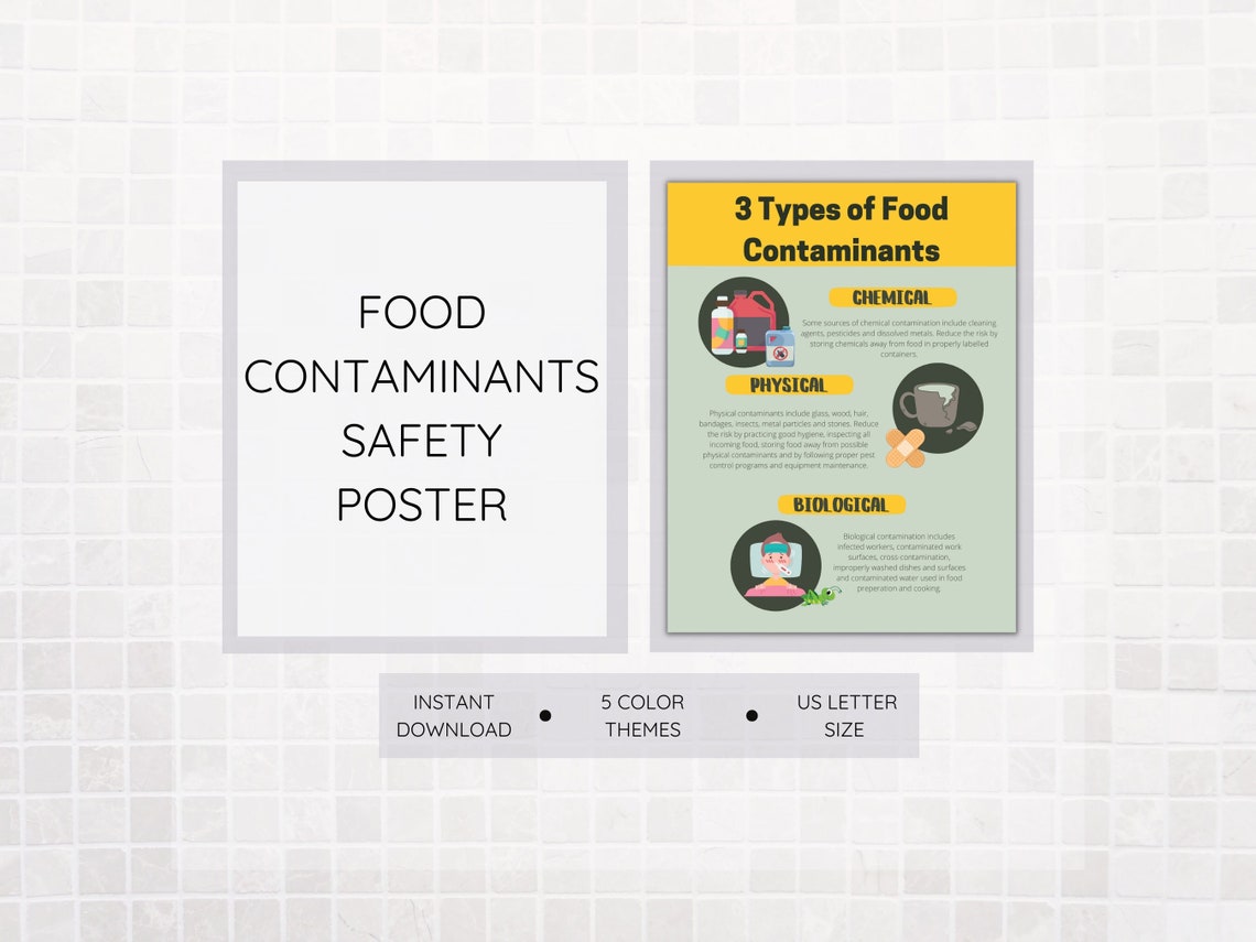 Three Types of Food Contaminants Safety Poster, Food Safe Chart ...