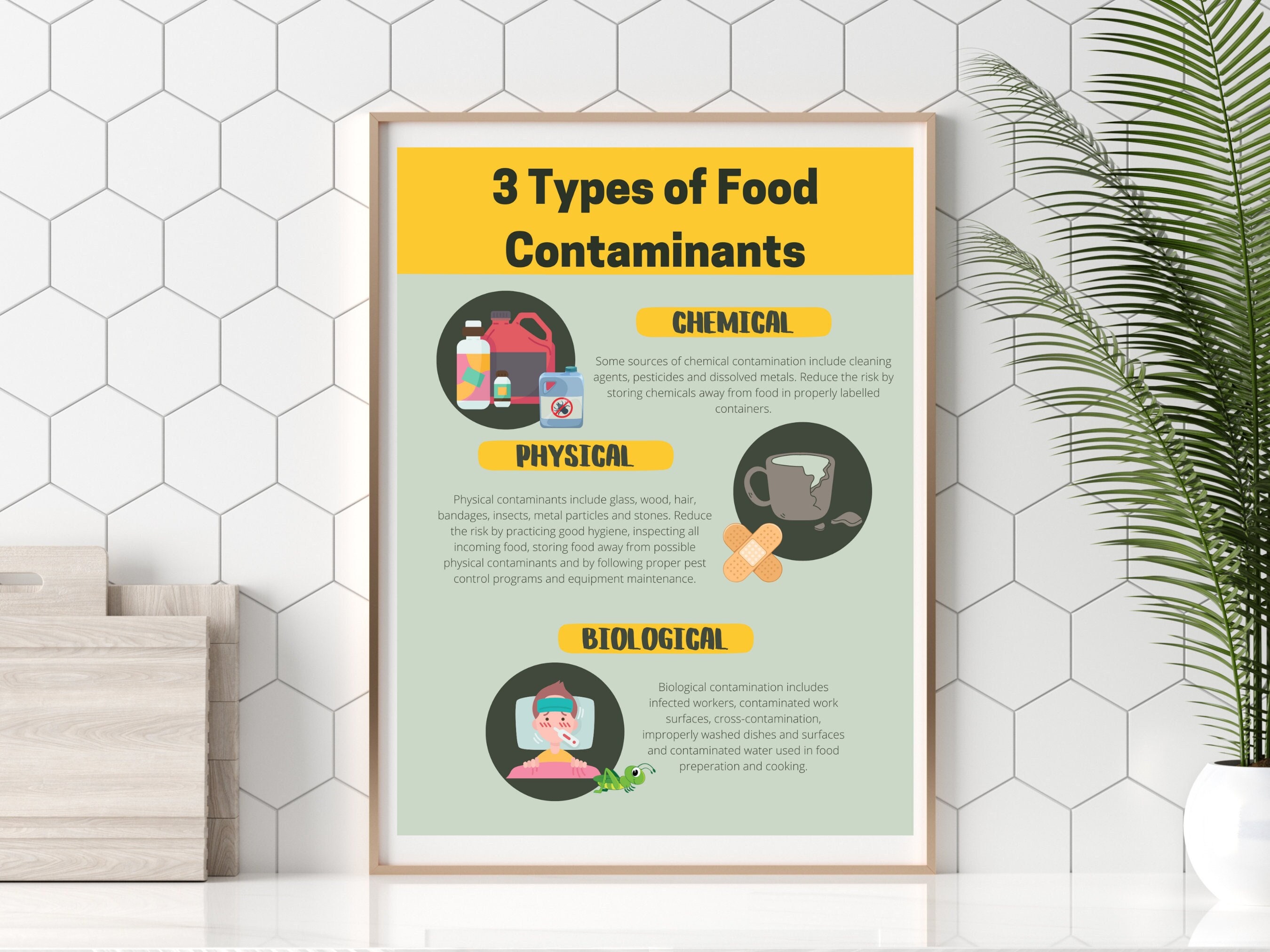 Three Types of Food Contaminants Safety Poster, Food Safe Chart ...