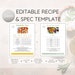Editable Spec Sheet and Recipe Template, Blank Recipe Template, Instant ...