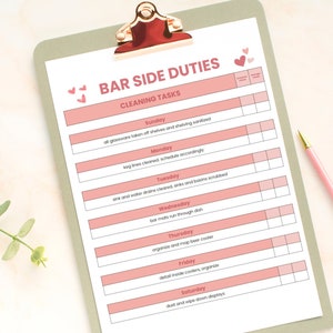 Bar Checklist Bundle, Editable Templates for Bartenders, Opening ...