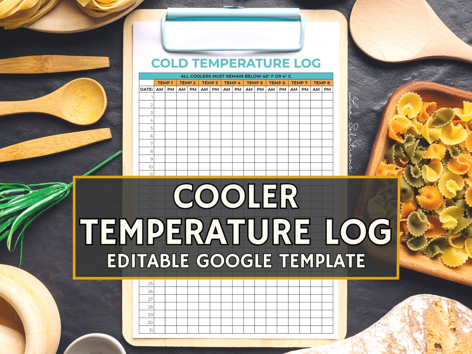 Cooler Temperature Log, Temperature Safety Record, Cooler Temperature ...