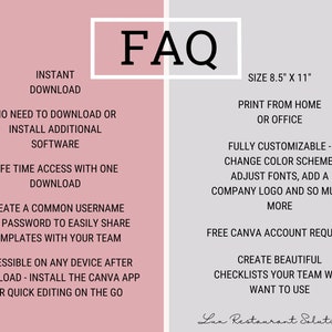 Pre-shift for Restaurants, Editable Pre Shift Template, Restaurant ...