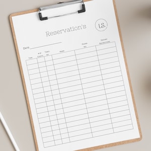 Restaurant Reservation Sheet, Editable Reservation Template ...