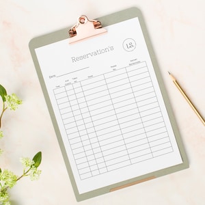 Restaurant Reservation Sheet, Editable Reservation Template ...