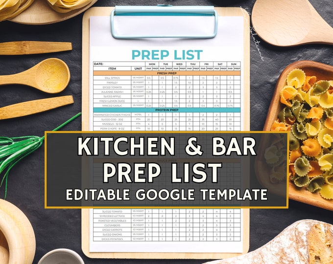 Prep & Par List Template, Food Prep List, Prep List Template, Editable ...
