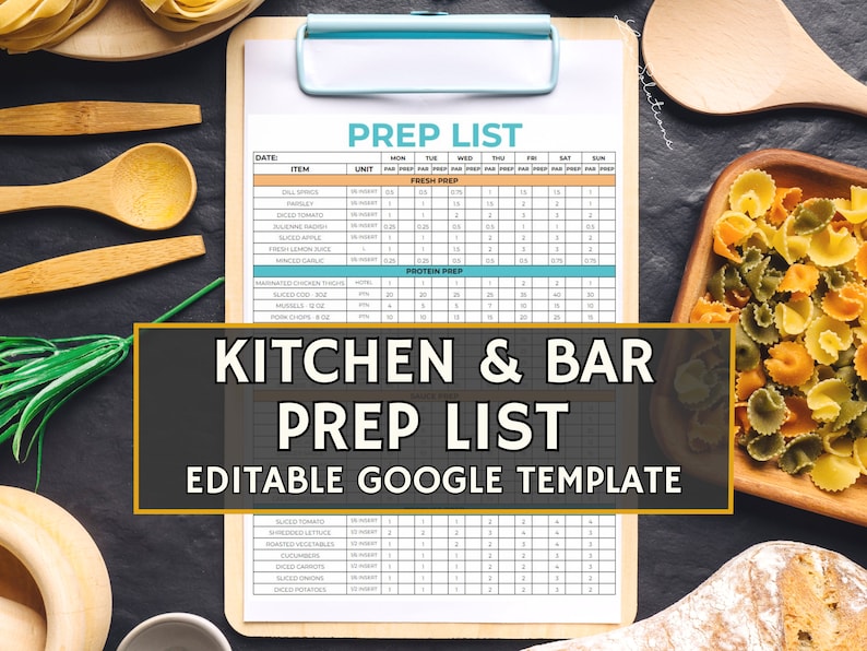 Prep & Par List Template, Food Prep List, Prep List Template, Edit Free ...