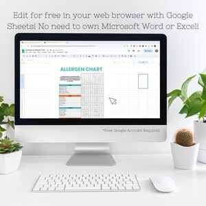 Allergen Chart for Food Service, Allergen Matrix, Editable Google ...