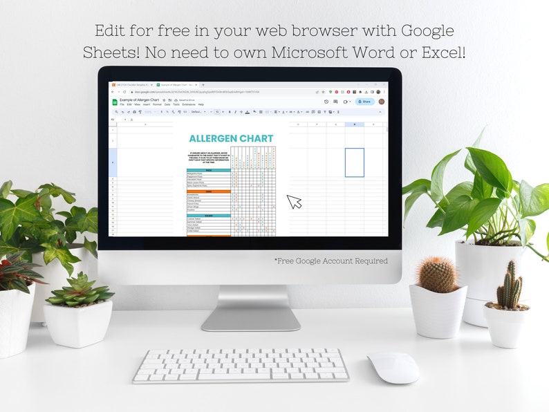Allergen Chart for Food Service, Allergen Matrix, Editable Google ...