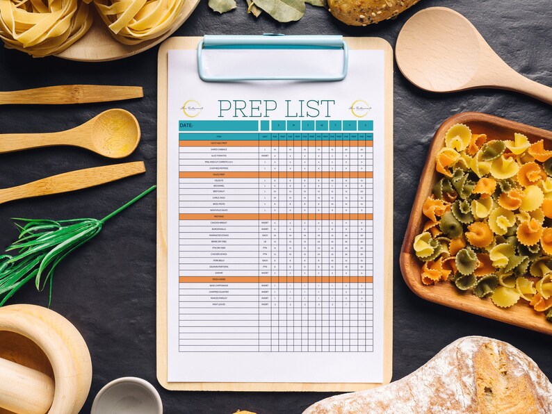 Prep and Par List for Kitchens, Food Prep List, Edit Free With Canva ...