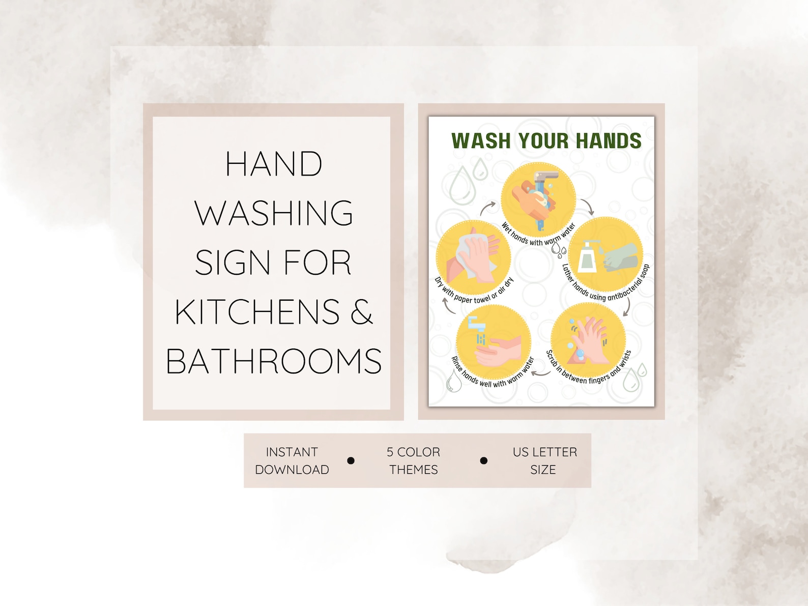 Printable Handwashing Sign, Health and Safety Awareness, Wash Your ...