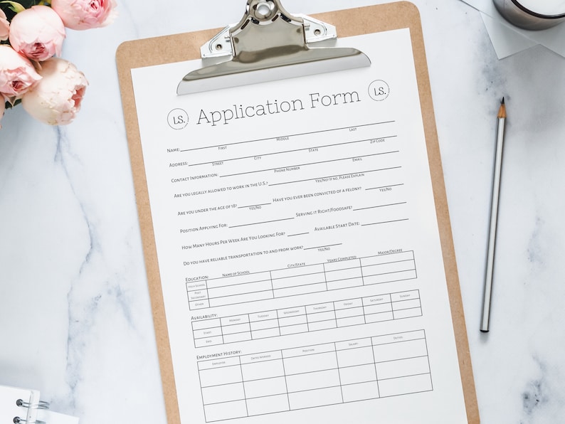 Restaurant Application Form, Editable Application Template, Application ...