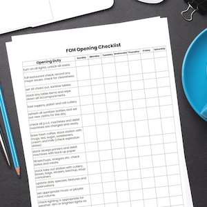 Server Checklist Template Bundle, Restaurant & Bar Server Checklists ...