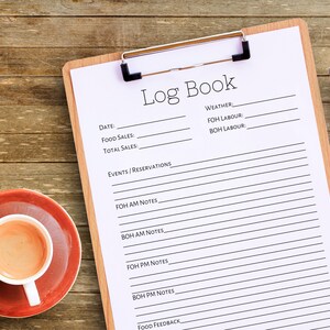 Restaurant Log Book, Industry Review Journal, Day Book, Manager Log ...