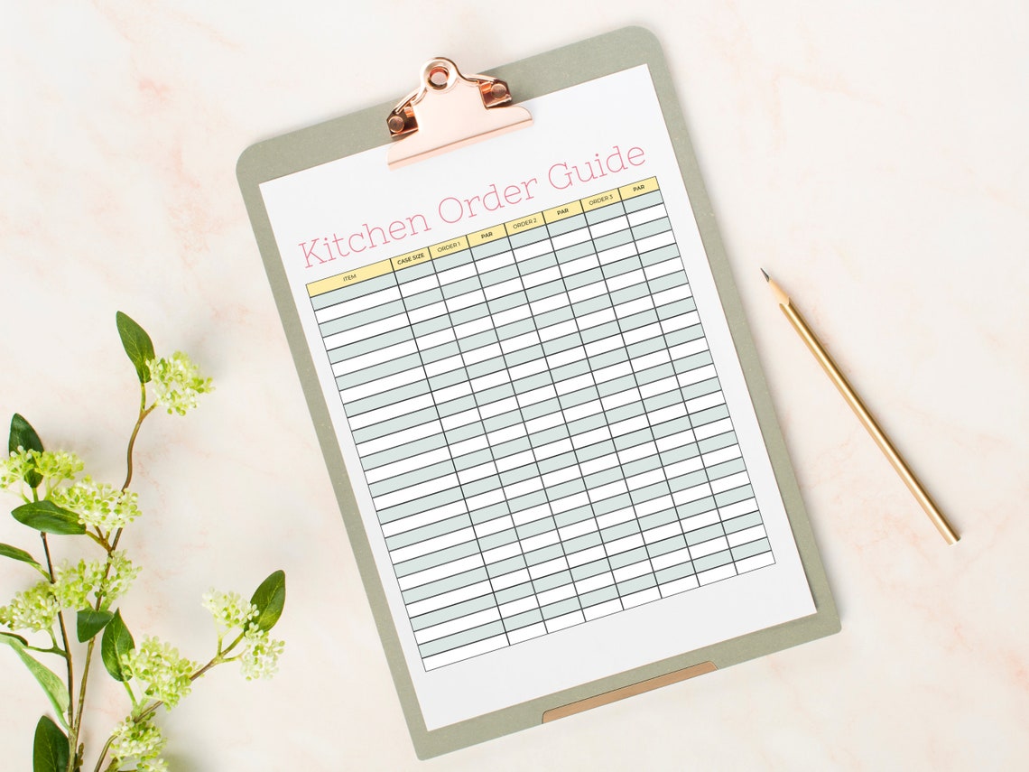 Restaurant Order Guide Kitchen Order Guide Par List - Etsy