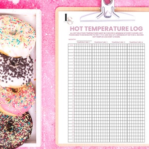 Hot Holding Temperature Log for Food Safety, Temperature Log for ...