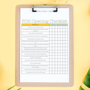 FOH Opening Checklist Server Opening Checklist Editable - Etsy
