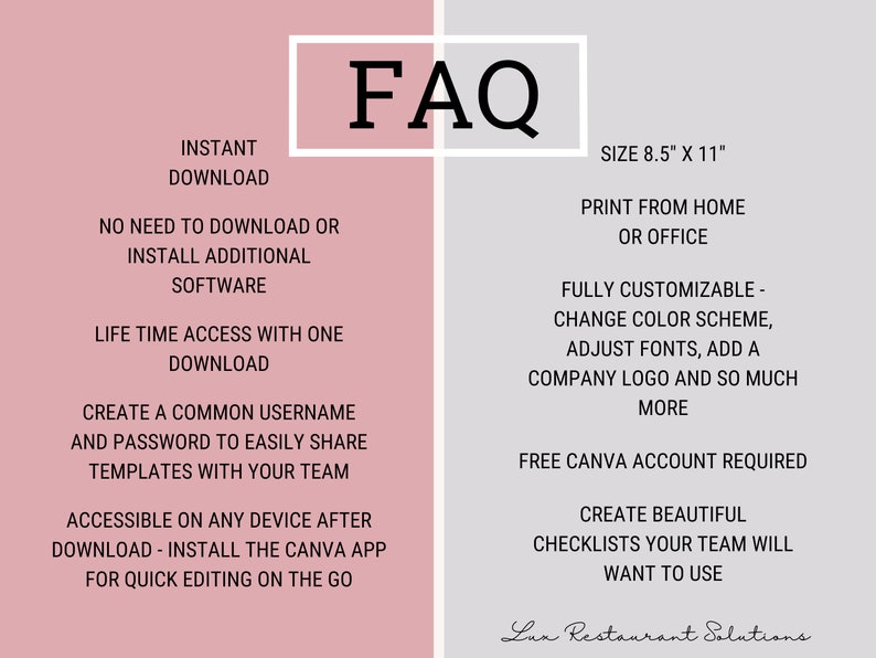 Pre-shift for Restaurants, Editable Pre Shift Template, Restaurant ...