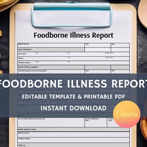 Foodborne Illness Report, Restaurant Form, Printable Report, Restaurant ...