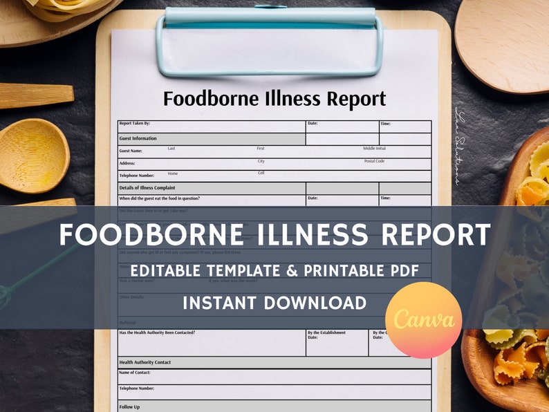 Foodborne Illness Report, Restaurant Form, Printable Report, Restaurant ...