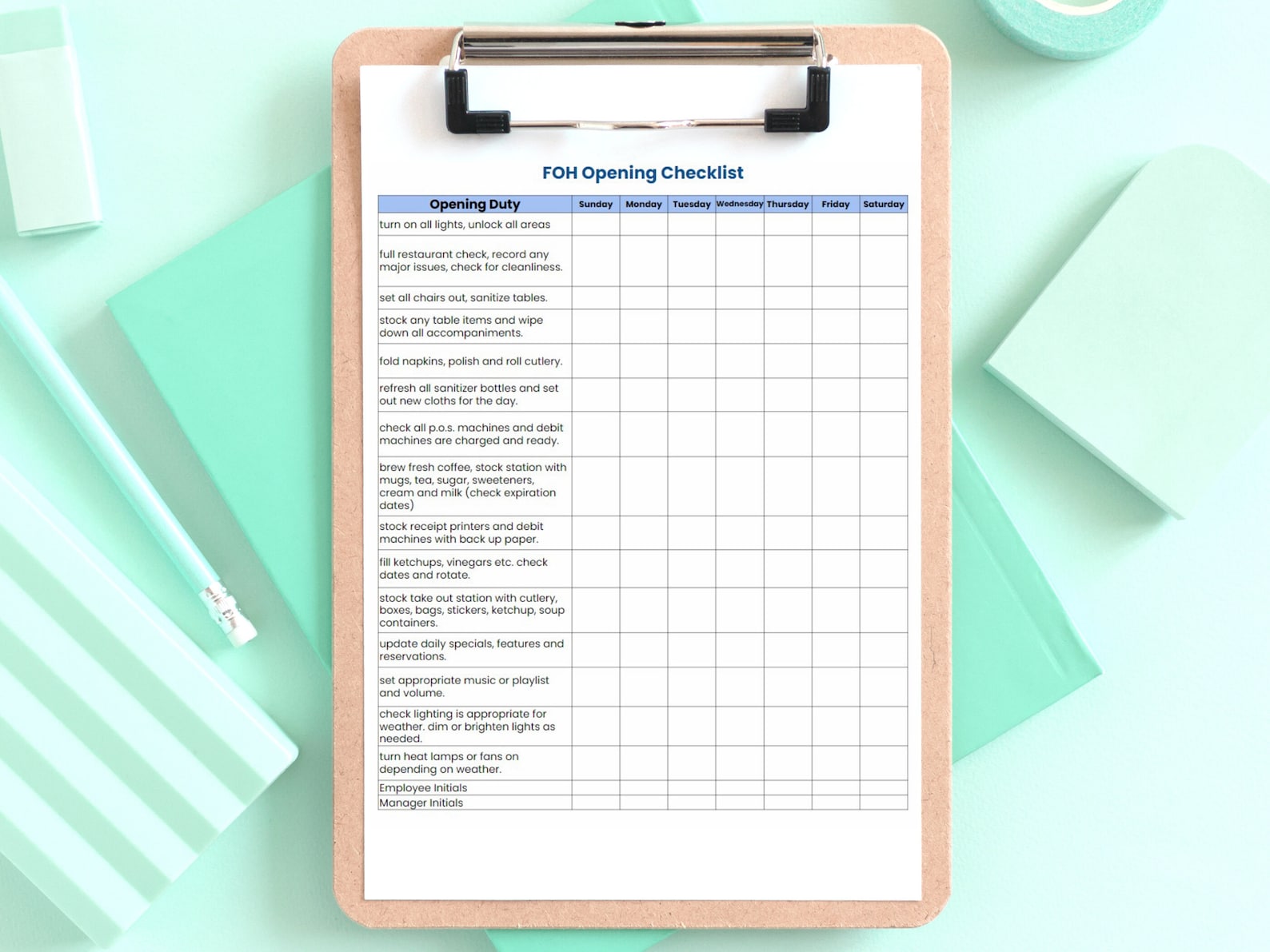 Server Checklist Template Bundle, Restaurant & Bar Server Checklists ...