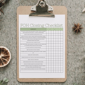 FOH Checklist Template Bundle Restaurant & Bar Serving - Etsy