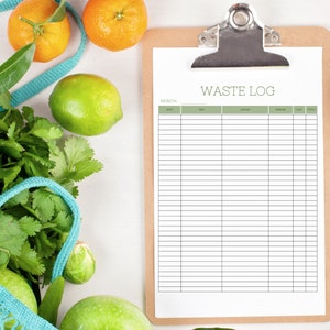 Food Waste Log, Bar Waste Log, Editable Restaurant Template, 4 Print ...