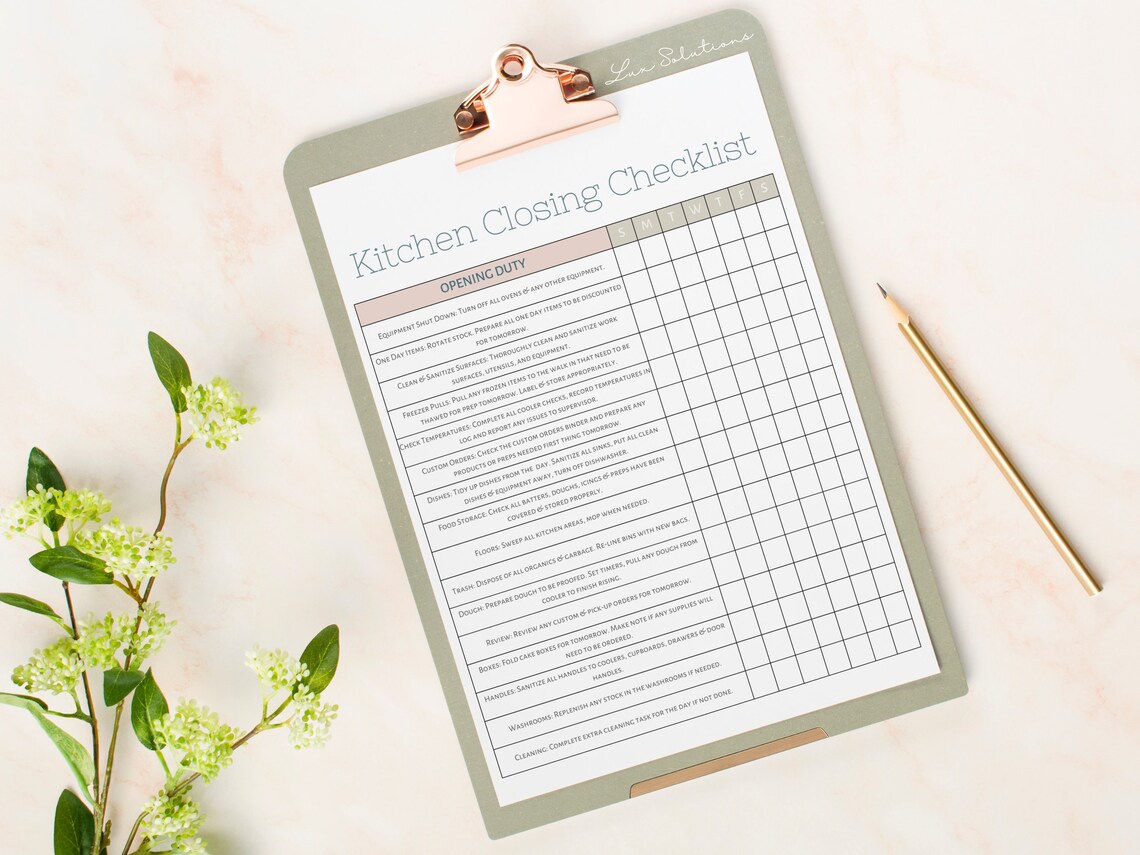 Bakery Closing Checklist, Editable Template for Bakeries, Bakery ...