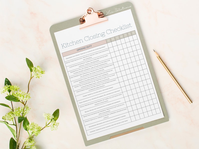 Bakery Closing Checklist, Editable Template for Bakeries, Bakery ...
