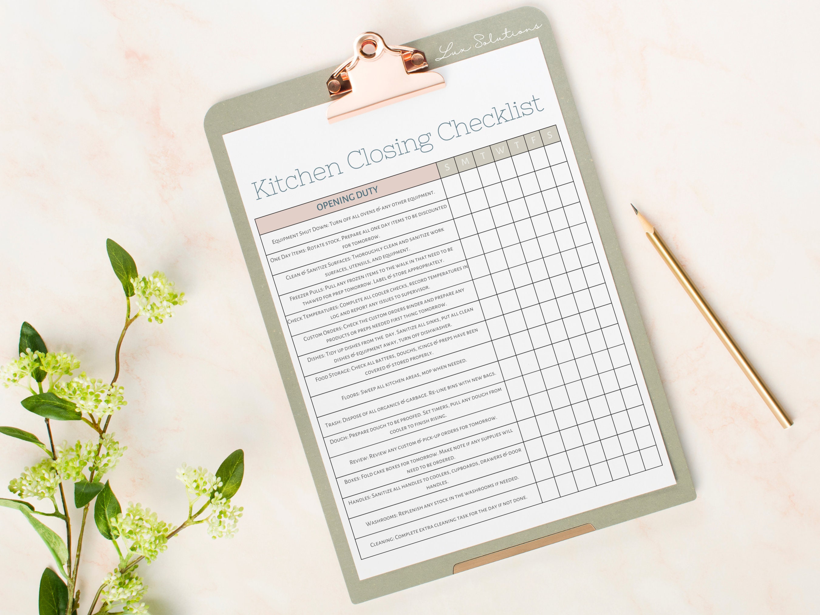 Bakery Closing Checklist, Editable Template for Bakeries, Bakery ...