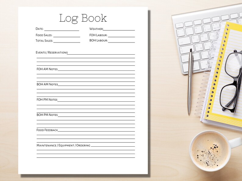 Restaurant Log Book Industry Review Journal Day Book - Etsy