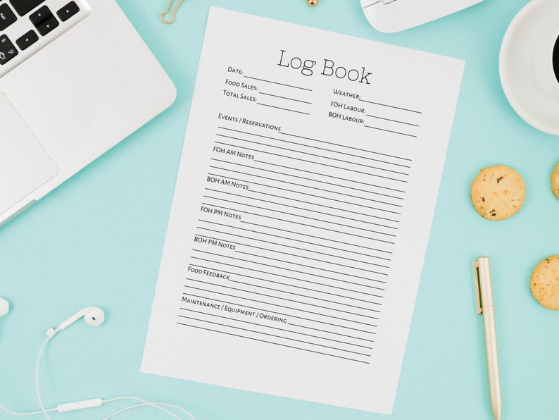 Restaurant Log Book Industry Review Journal Day Book - Etsy