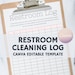 Bathroom Log, Restroom Checklist, Editable Template, Washroom Log ...