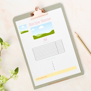 Editable Spec Sheet and Recipe Template, Blank Recipe Template, Instant ...
