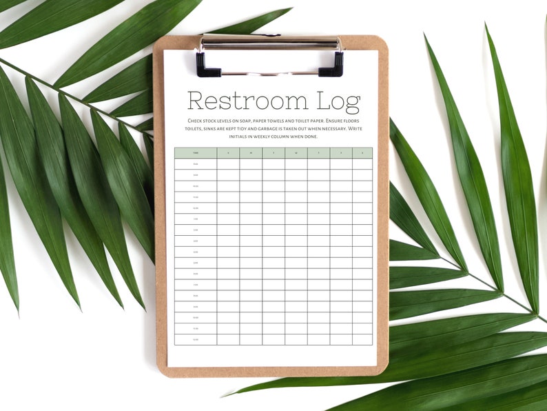 Bathroom Log Restroom Checklist Editable Template Washroom - Etsy Canada