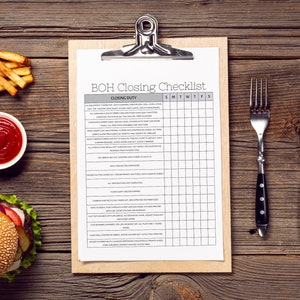 BOH Closing Checklist Template, Editable Kitchen Template for ...