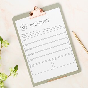Pre-shift for Restaurants, Editable Pre Shift Template, Restaurant ...