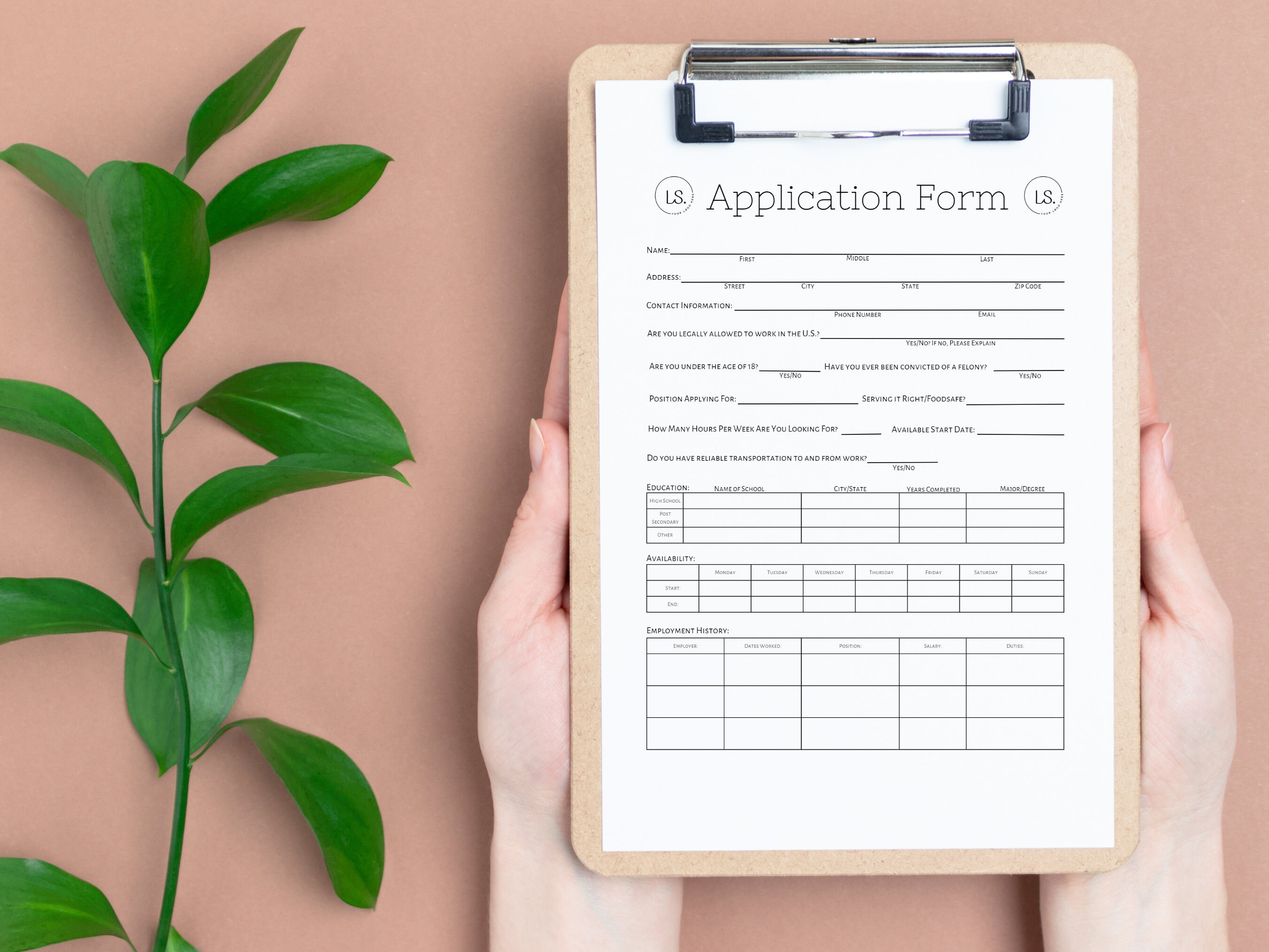 Restaurant Application Form, Editable Application Template, Application ...