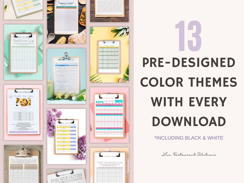 Professional Server Checklist Bundle, Easy to Edit Templates, Opening ...
