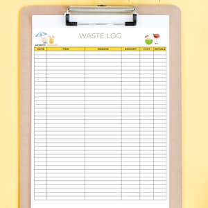 Editable Waste Log for Restaurants & Bars, Food Cost Management ...