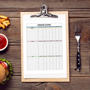 Order Guide for Restaurants and Bars, Restaurant Par List, Ordering ...