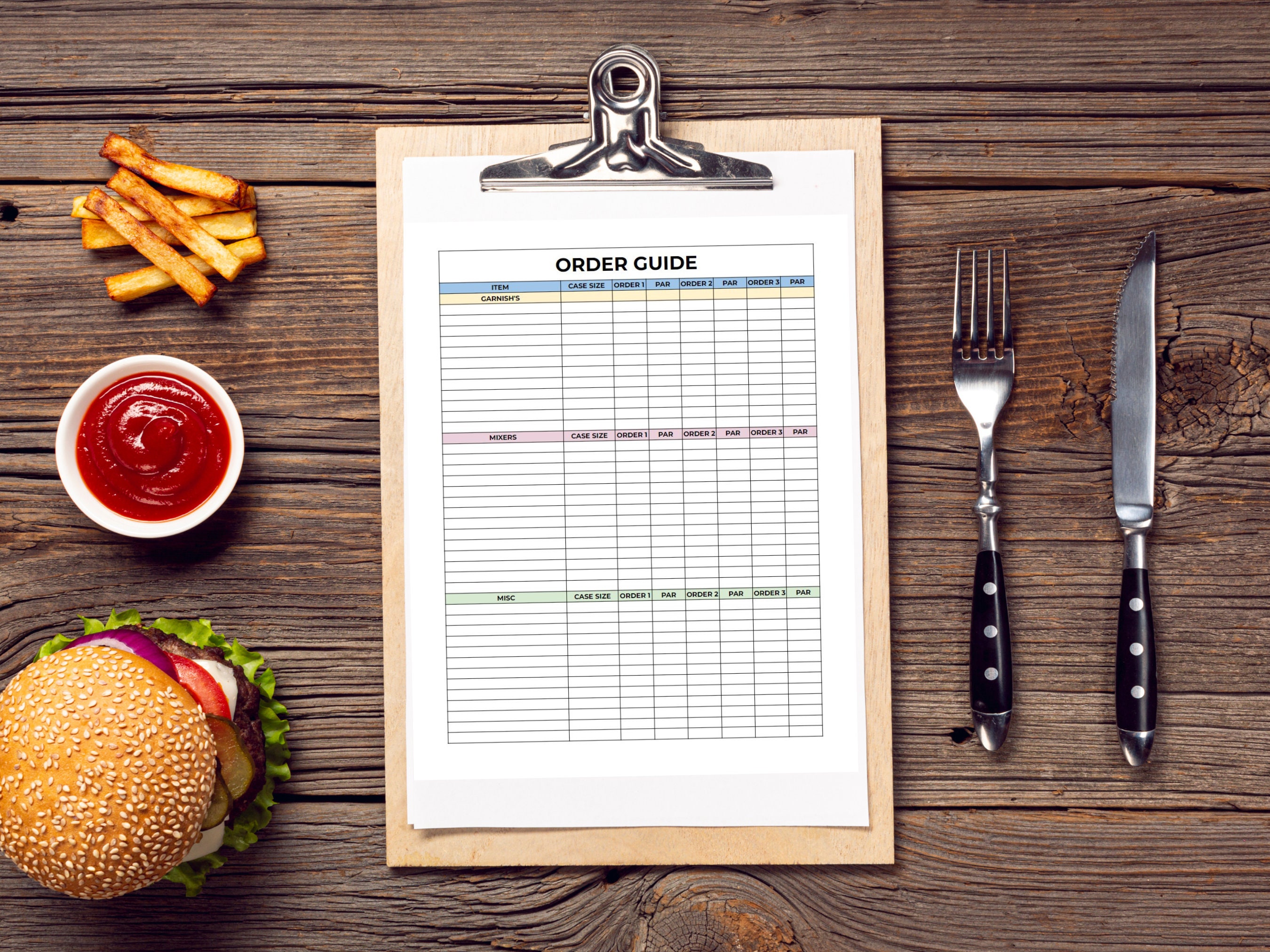 Order Guide for Restaurants and Bars, Restaurant Par List, Ordering ...